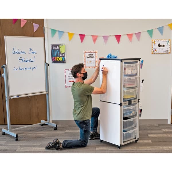 Modular Classroom Storage Cabinet - 2 stacked modules with 6 large bins ...
