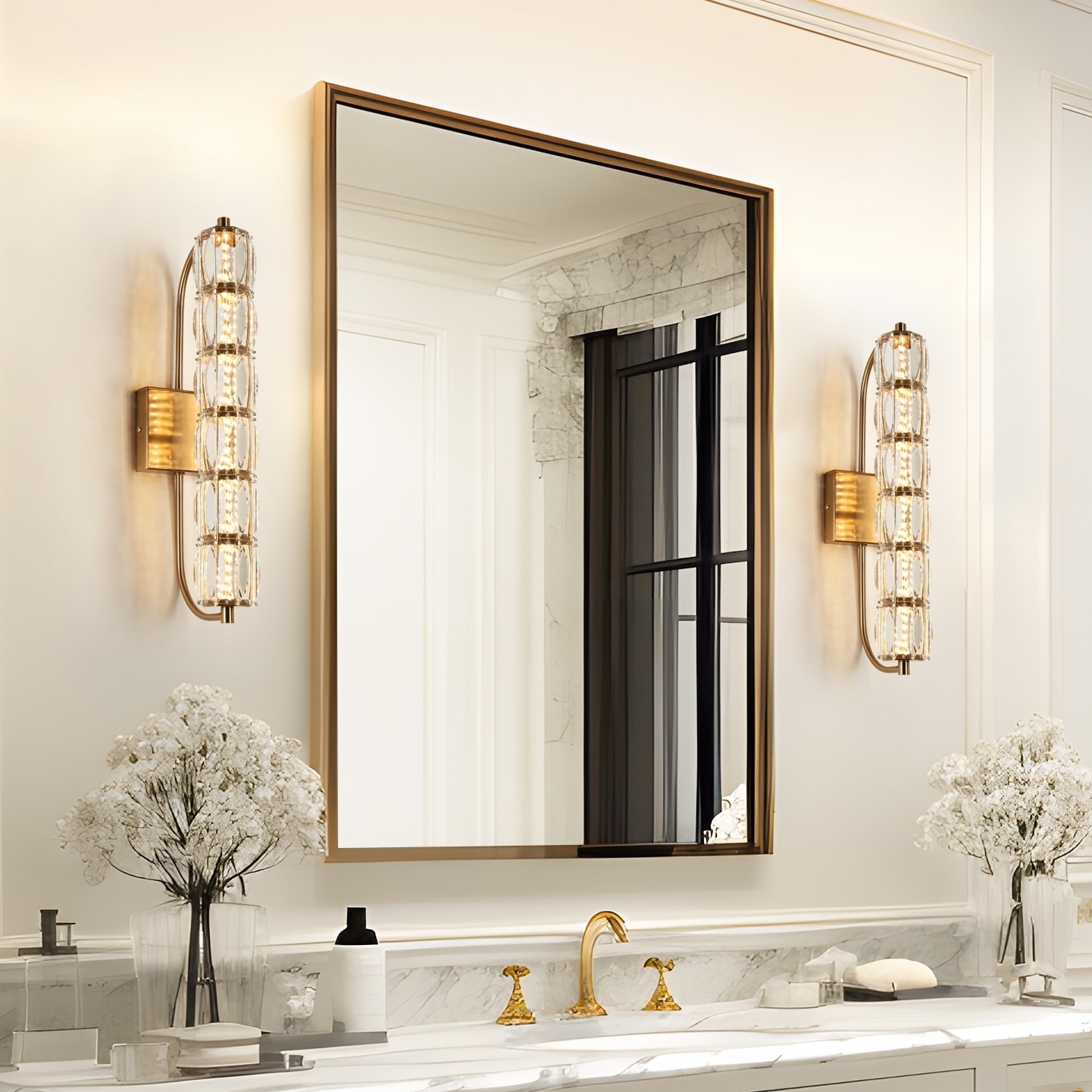 Modern Two 2-Light Wall Sconce with Shade in Antique Gold - On Sale ...