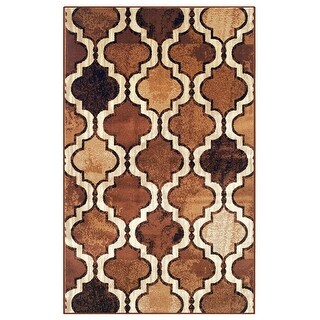 HomeRoots 4' X 6' Brown Quatrefoil Power Loom Distressed Area Rug - 4 ...