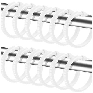 White 12 Piece Premium Plastic Shower Curtain Hooks Rings Round 2.25 ...