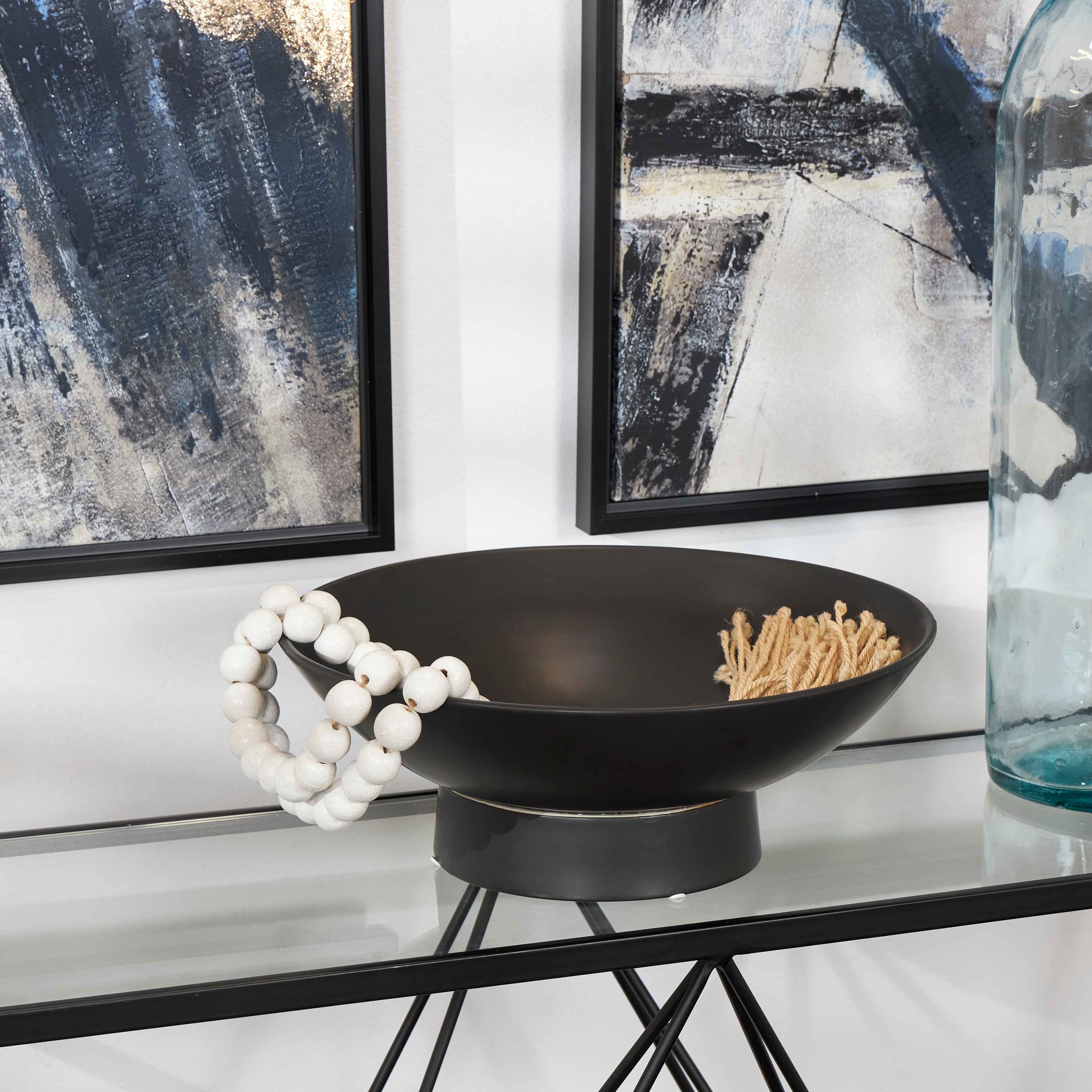 Black or White Ceramic Wide Decorative Bowl with Elevated Base On Sale Bed Bath Beyond 38378440