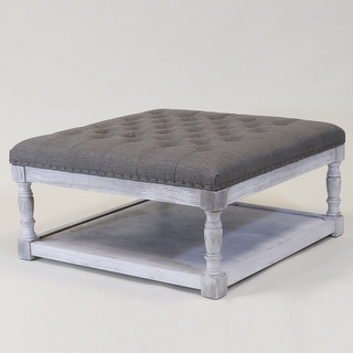 Grey Cocktail Ottoman Tufted Textile 34-inch Shelved - Bed Bath ...