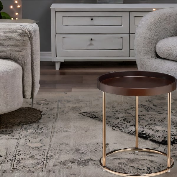 Modern-style Lipped Edge Side Table with Copper Legs - Bed Bath ...