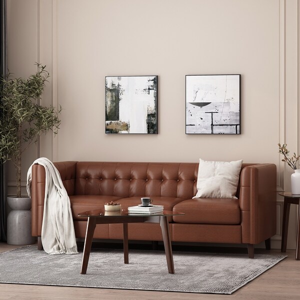 Small leather 3 seater sofa store