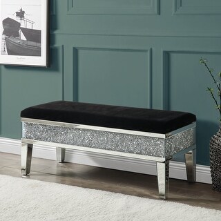 Silver Glam Shoe Bench with Mirrored Flip Top & Cushion - Bed Bath ...