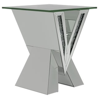 Taffeta Glass Top Mirrored Acrylic End Table Silver - Bed Bath & Beyond ...