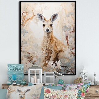 Designart "Minimal Charming Kangaroo I" Animals Kangaroo Framed Wall ...
