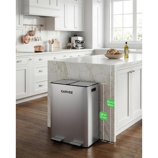 2x8 Gallon Kitchen Trash Can, Stainless Steel Recycling Bin with ...