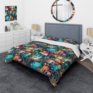 Designart "Techno Matrix Futuristic Dreams Edm Pattern" Modern Bedding ...