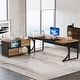 63-inch L-shapped Executive Desk Computer Desks with Wheeled File ...