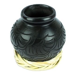 Novica Handmade Exquisite Black Barro Negro Decorative Mini Vase - Bed ...