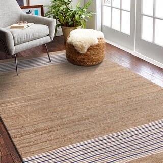Sevita Contemporary Coastal Striped Handwoven Jute Area Rug - Bed Bath ...