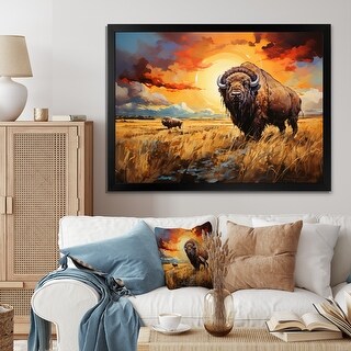 Designart "Native American Art Bison Prairies II" Native American Art ...