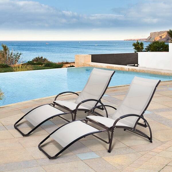 Crestlive Outdoor Adjustable Lounge Chairs (Set of 2) with Rocker ...
