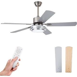 52 Inch Ceiling Fans with Lights Remote Control, Wood Low Profile ...