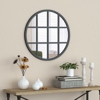 Sadler Framed Round Window Pane Decorative Mirror - On Sale - Bed Bath ...