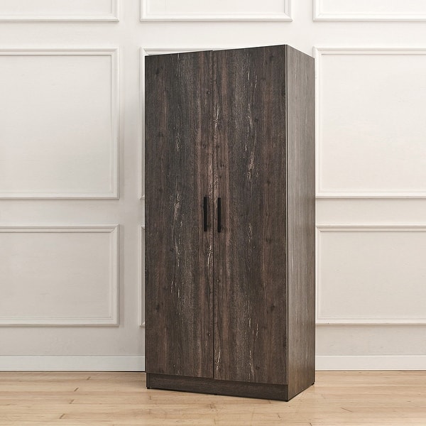 Willow Two-Door Wood Closet with One Shelf in Rustic Gray - Bed Bath ...