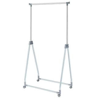 Folding Extendable Metal Garment Rack Clothes Hanging Rod with Lockable ...
