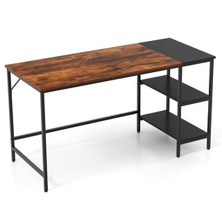 55" Modern Industrial Style Study Writing Desk with 2 Storage Shelves ...
