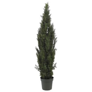 6' Artificial Mini Cedar Outdoor Pine Tree in Decorative Planter - Bed ...