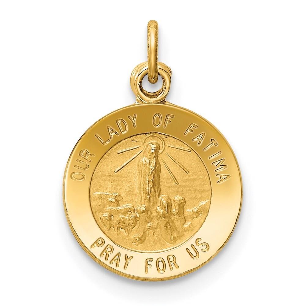 Diamond2Deal 14K Yellow Gold Our Lady of Fatima Medal Pendant (L- 16 mm ...