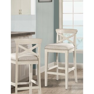 Bayview Padded Seat Wood Counter Height Stool, Set of 2, White Wire ...