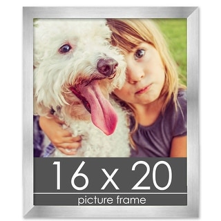 16x20 Frame Silver Pewter Wood Picture Frame with UV Acrylic, Foam ...
