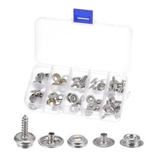 10Sets Canvas Snap Kit Stainless Steel with Storage Box, Silver Tone ...