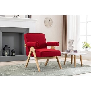 Red Sofa Chair Upholstered Armchair Living Room Leisure Reading Chair ...