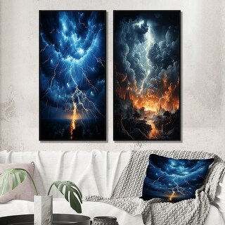 Designart "Lightning Dynamic Illumination" Lightning Framed Wall Art ...
