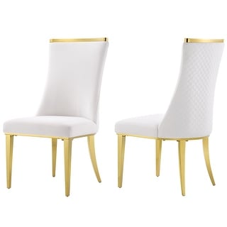 Luxurious White Velvet Upholstered Dining Chairs with Reticulate ...