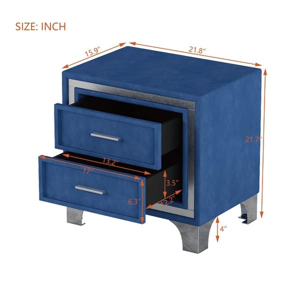 metal bedside table blue