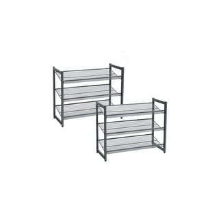 Black Metal 3-Tier Shoe Rack Storage Set of 2, Holds 18-24 Pairs ...