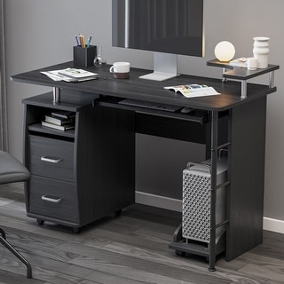 47" Wood Computer Desk with Keyboard Tray & Drawers, Office Desk - Bed ...