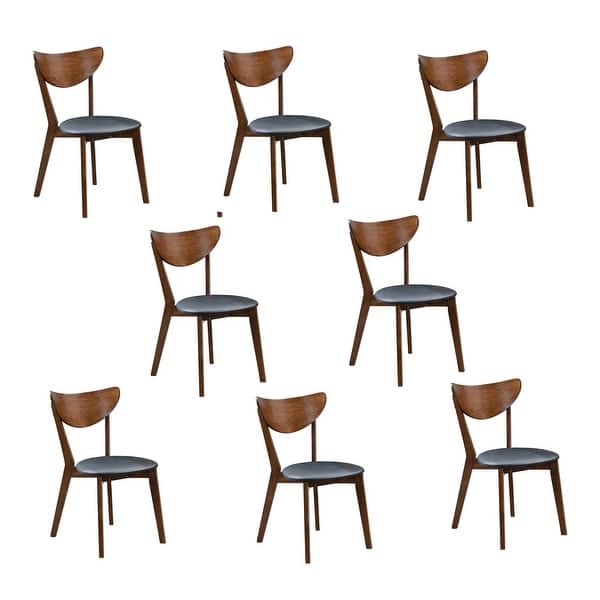 Marvin Black and Dark Walnut Open Back Dining Chairs (Set of 8) - Bed ...