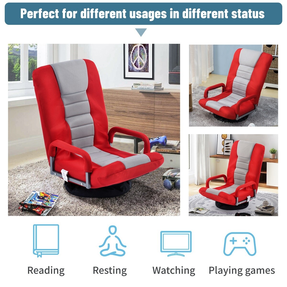 Merax Swivel Adjustable 7 Position Gaming Chair Floor Chair Bed Bath Beyond 32579995