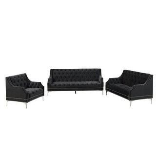 Frosted Velvet Rivets Sofa with Button Tufted Back and Cushion - Bed ...