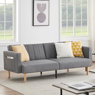 Convertible Futon Sofa Bed, 79 Inch Futon Linen Couch Sleeper Sofa Bed ...