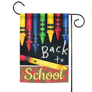 Black and Yellow Back To School Crayons Outdoor Garden Flag 18" x 12.5 ...
