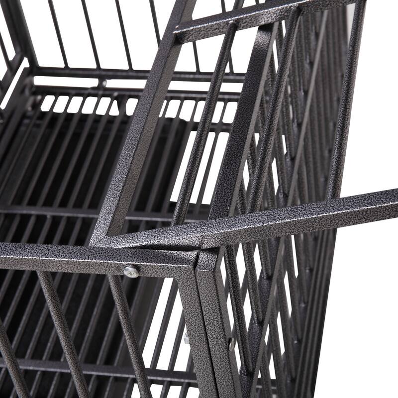 37"L Black Heavy Duty Metal Dog Cage with 4 Universal Wheels - Bed Bath ...