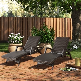 Outdoor Woven Padded 2-Pack Non-Rust Aluminum Chaise Lounge - N/A - Bed ...