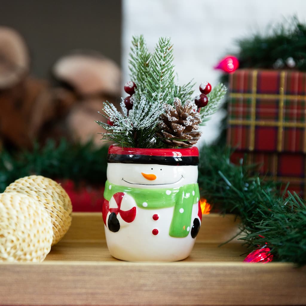 HOLIDAY MIX IN Ceramic traditional Snowman Pot - Overstock - 32529341