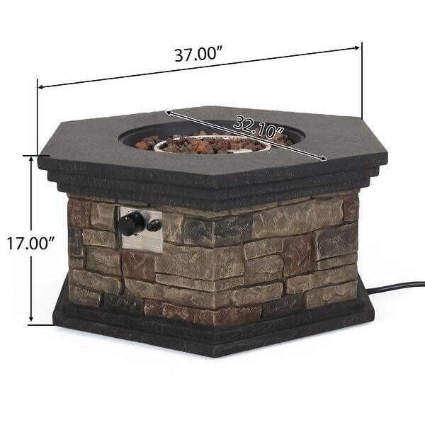 Chesney Outdoor 32" Octagonal 40,000 BTU Light Weight Concrete Fire Pit ...