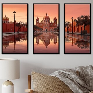 Designart "Zocalo Mexico Landscape I" Mexican Art Framed Art Set of 3 ...