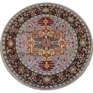 Traditional Heriz Serapi Round Area Rug Handmade Wool Carpet - 5'8"x 5 ...