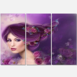 Woman with Purple Hair - Portrait Digital Art Glossy Alumimium 36Wx28H ...