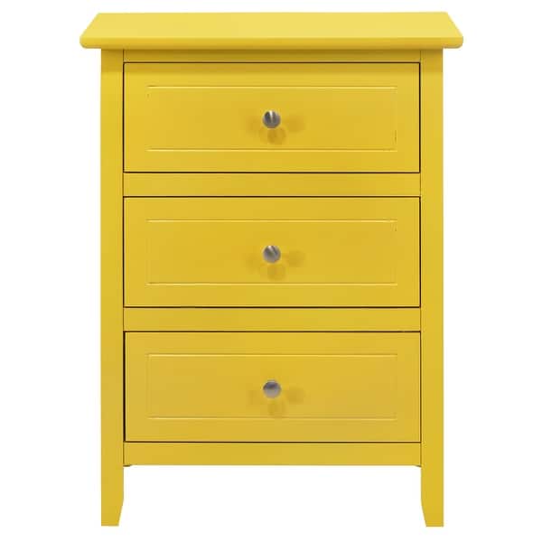 Yellow Nightstand with Extra Durability - Real Wood Veneers and Dove ...