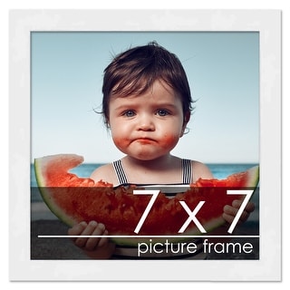7x7 Frame White Wood Picture Square Frame - Picture Frame Includes UV ...