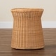 Caroline Round Natural Rattan End Table - Handwoven Wicker Drum Shape ...