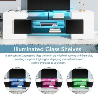 Unique Shape LED Lights Entertainment Center TV Cabinet Table - 11 ...